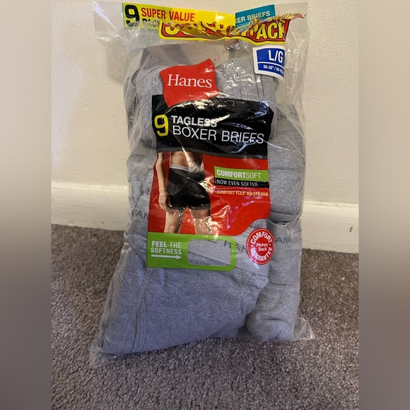 Hanes | Underwear & Socks | 9 Pairs Hanes Tagless Boxer Briefs Gray New ...